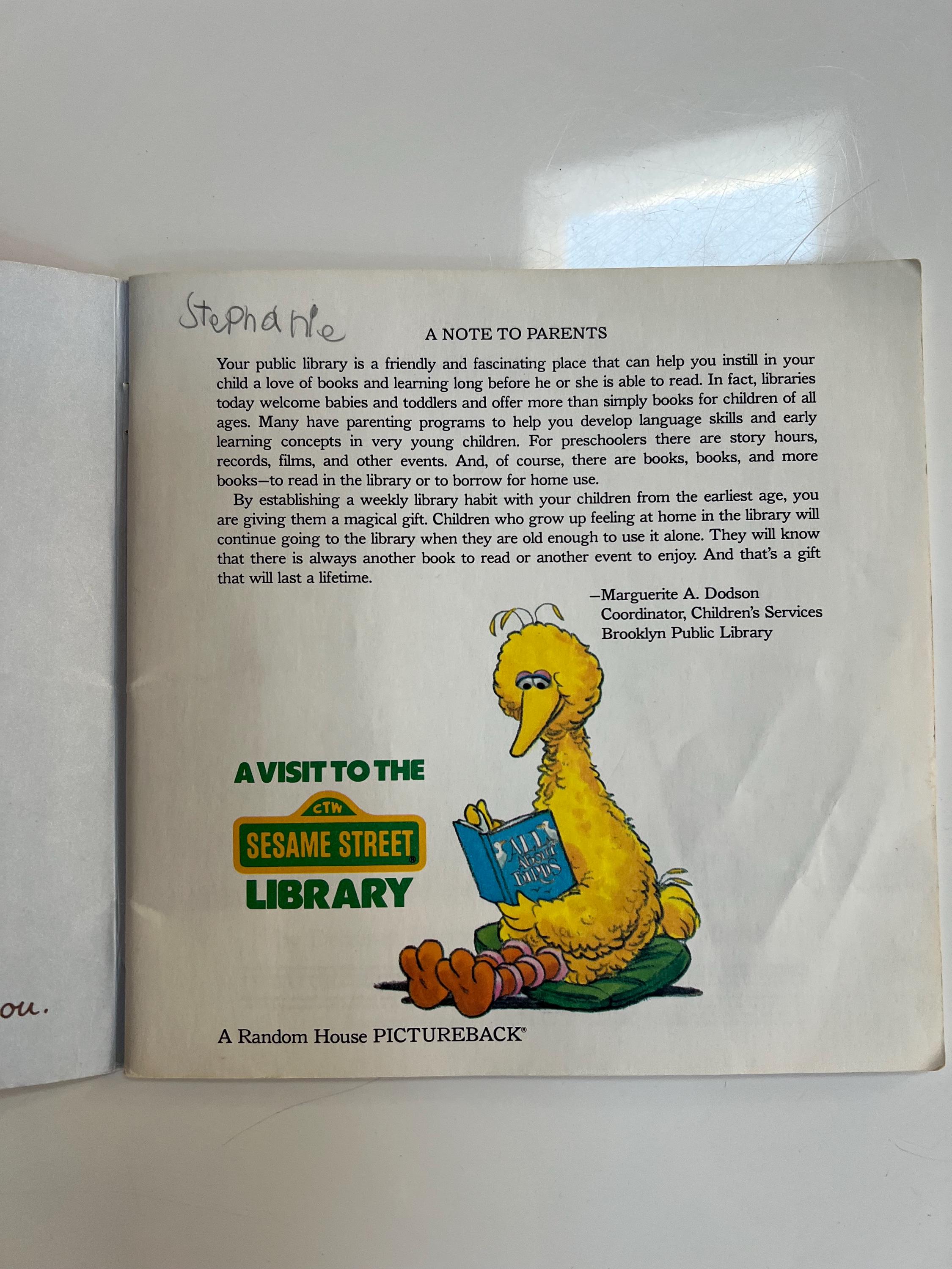 Vintage Paperback Book Sesame Street A Visit to the Library by Deborah ...