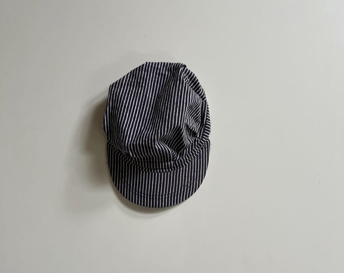 Vintage Train Engineer Hat Navy and White Train Striped Hat With ...