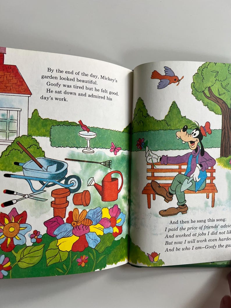 Vintage Childrens Books Hard Acover Walt Disney Book Goofy the Gardener ...