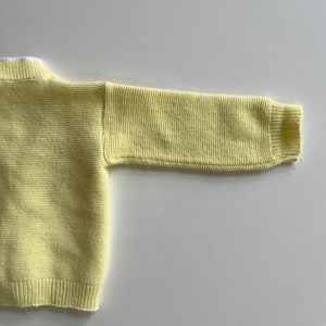 Vintage Pastel Yellow Cardigan With V Neck and White Trim Newborn Baby ...