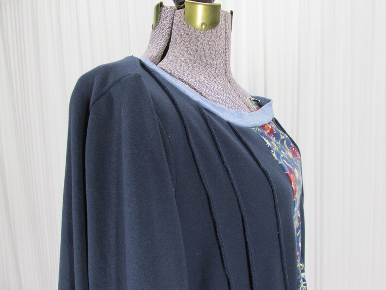 Plus Size Oversize Patchwork T Shirt Tunic Pin Tucks on Front Gathered ...