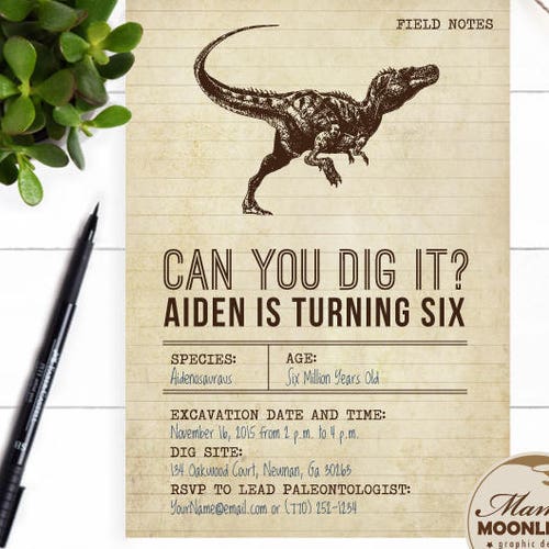 Editable Fossil Birthday Invitation Dino Dig Party Prehistoric - Etsy