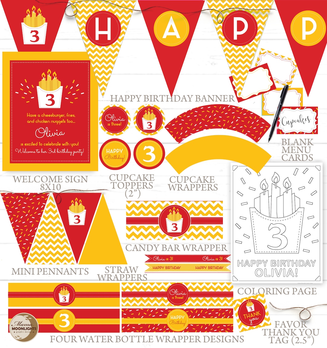 Mcdonald's Birthday Party Decorations Printable Set - DIY Print - Boy ...
