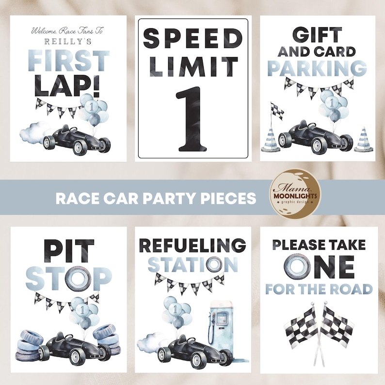 First Lap First Birthday Race Car 8x10 Signs - DIY Print - Digital ...