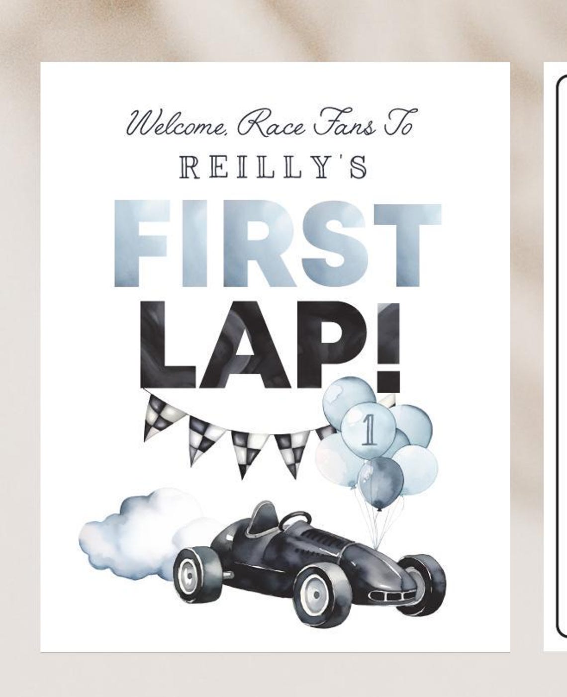 First Lap First Birthday Race Car 8x10 Signs - DIY Print - Digital ...