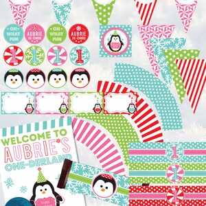 Winter One-derland Fun to Be One First Birthday Party Printable Package ...