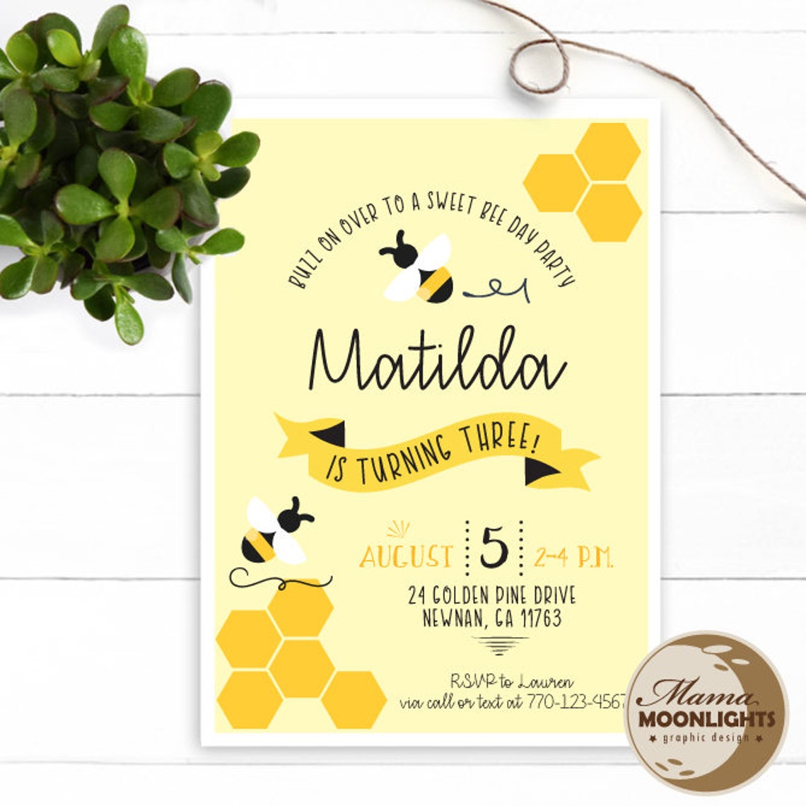 Bee Theme Birthday Party Printable Invitation DIY Buzz on - Etsy