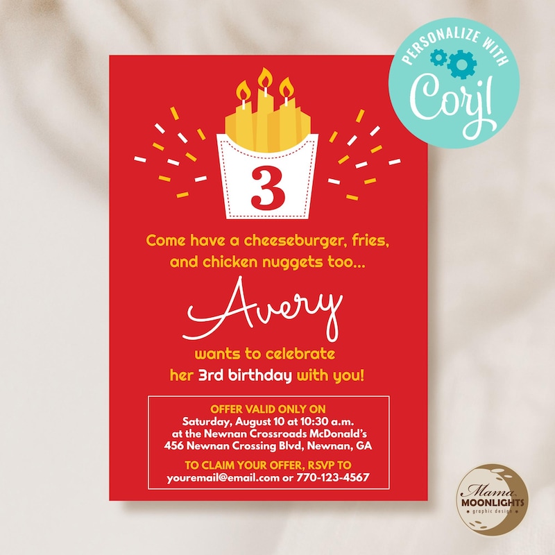 Mcdonalds Birthday Invitation - Etsy