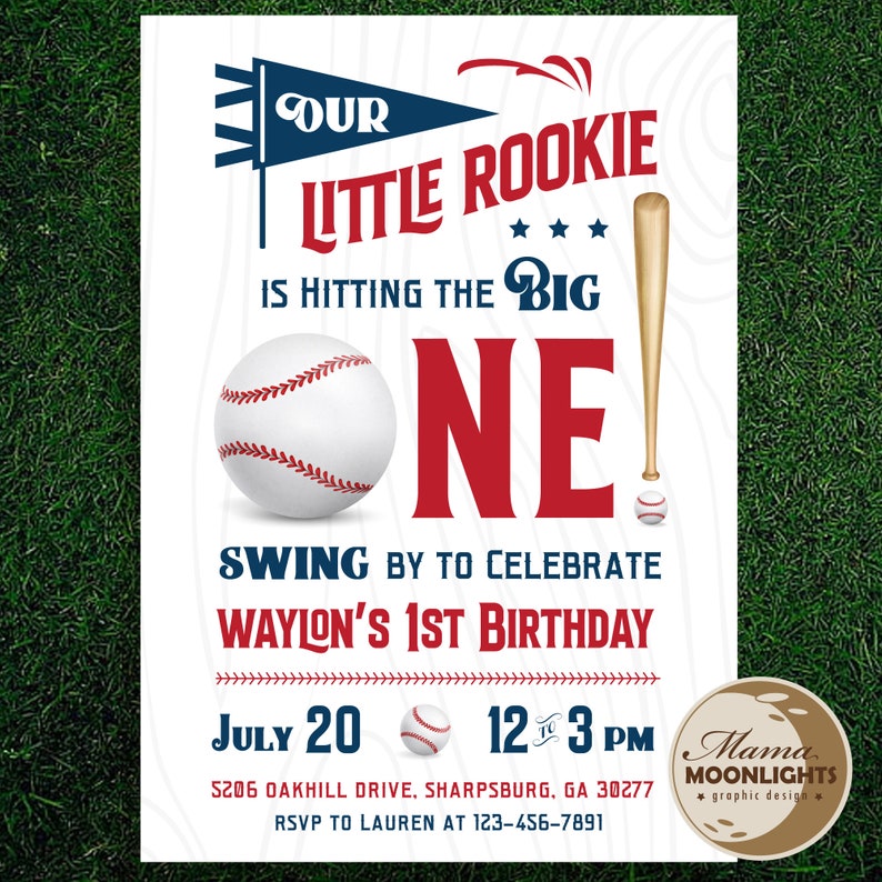 Baseball First Birthday Invite - 1st Birthday - Baseball Party - Made ...