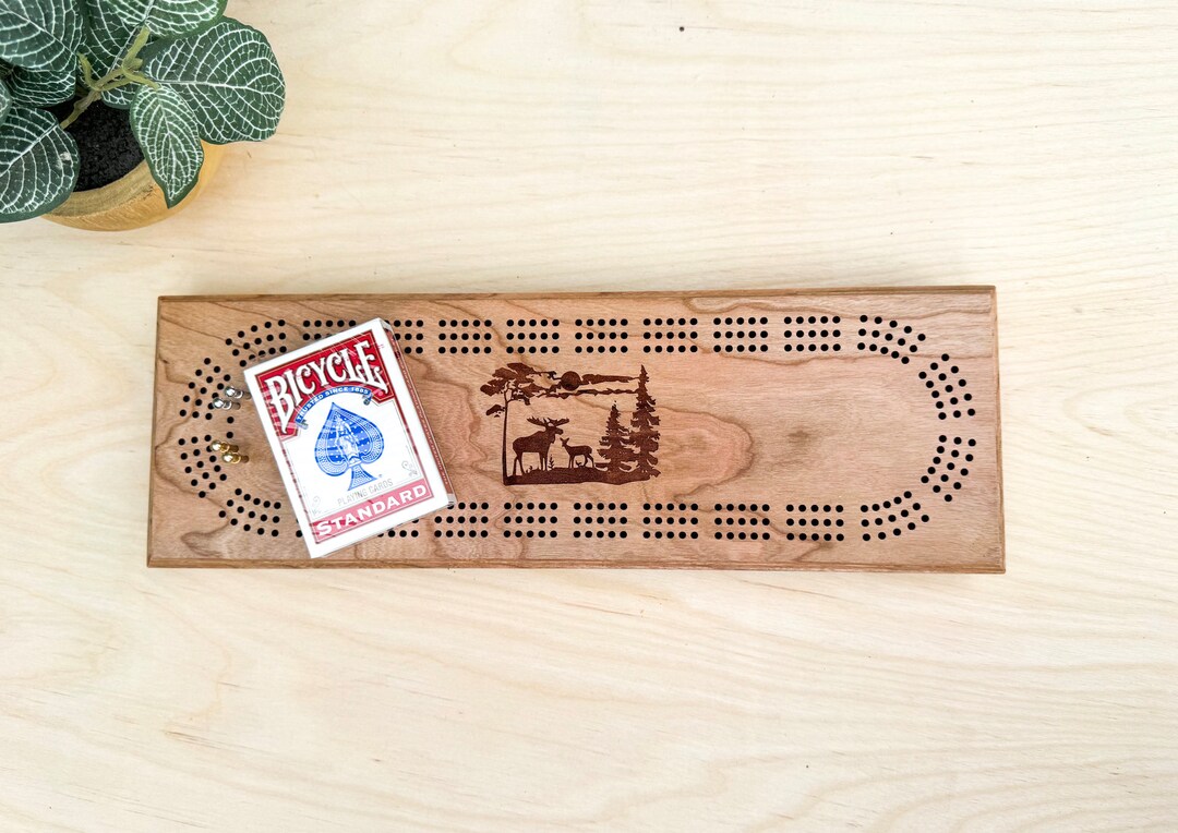 Three Track Cribbage Board, Personalized Cribbage Board, Card Game ...