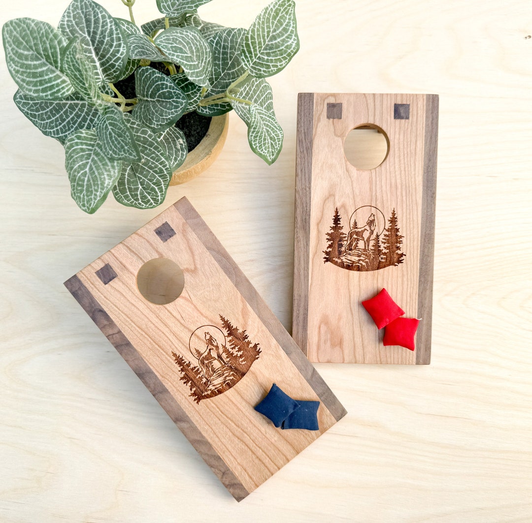 Personalized Mini Wood Cornhole Game, Games, Board Game Table, Cornhole ...