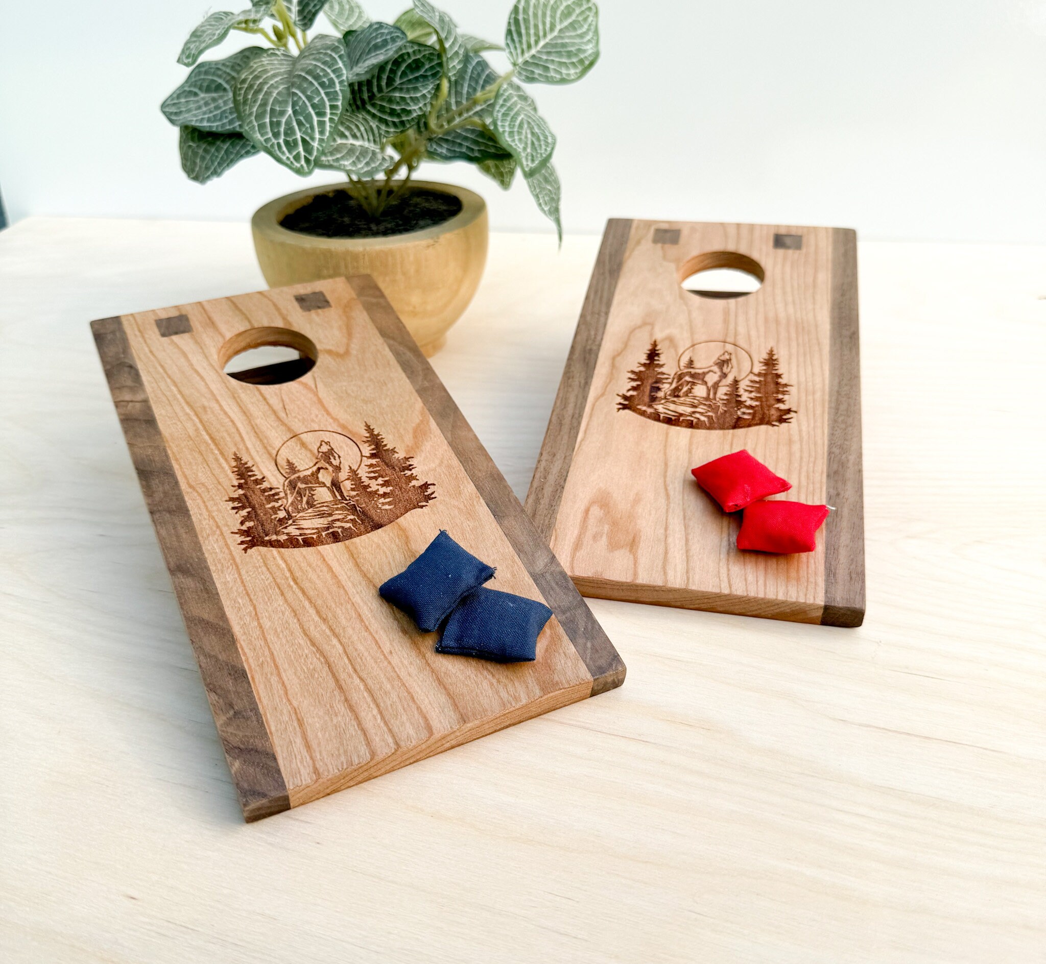 Personalized Mini Wood Cornhole Game, Games, Board Game Table, Cornhole ...