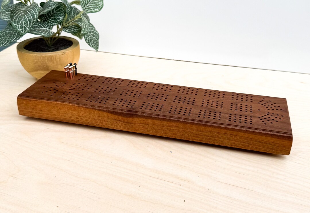 Four Track Cribbage Board, Black Walnut Cribbage Board, Card Game ...