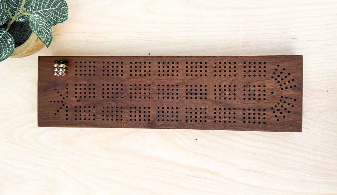 Four Track Cribbage Board, Black Walnut Cribbage Board, Card Game ...