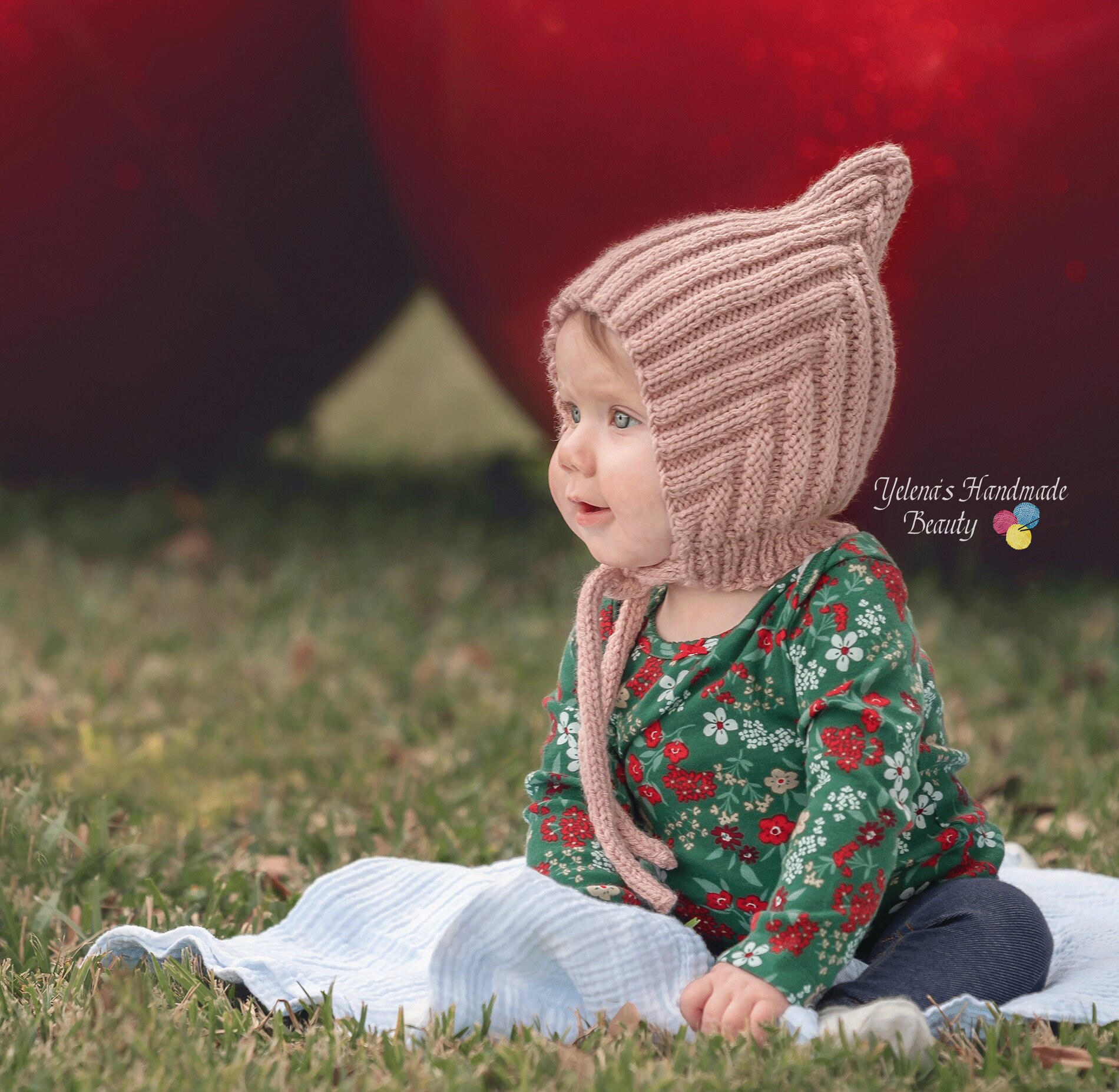 Rosy Cheeks Pixie Hat/ Pixie Bonnet/ Hand Knit Bonnet/ Baby Pixie ...