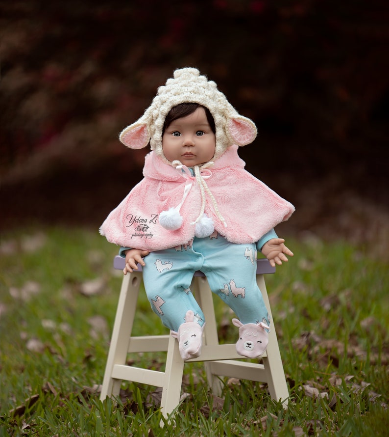 Crochet Lamb Bonnet for 19- 20" Paradise Galleries Dolls/ Doll Clothes ...