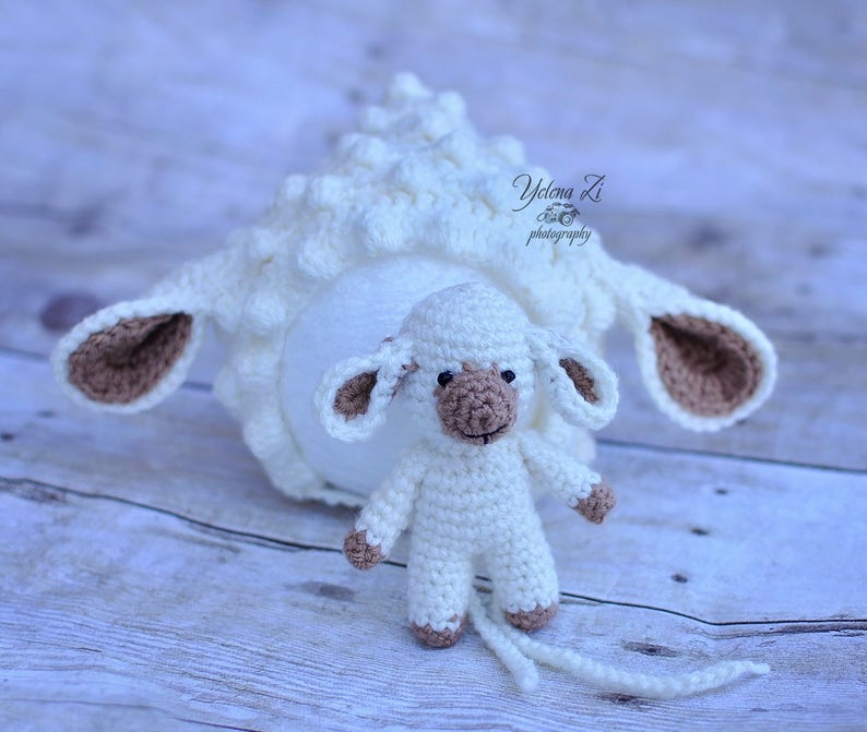 Crochet Newborn Lamb Bonnet ( for Girl or Boy)/ Photo Prop/ Newborn ...