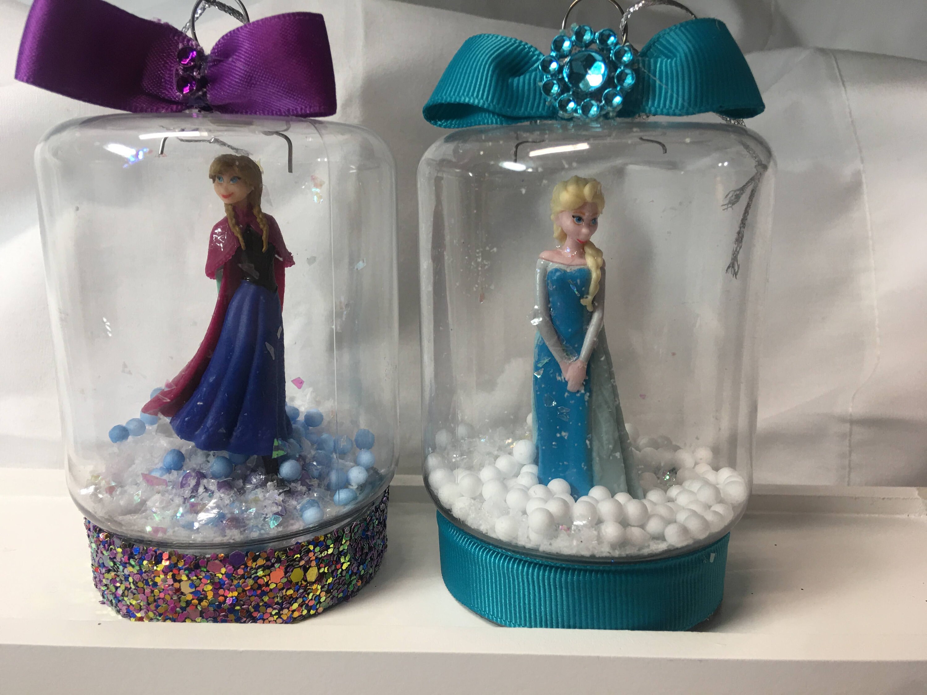 Frozen Elsa and Anna Mason Jar Snow Globe Ornament, Disney Frozen ...