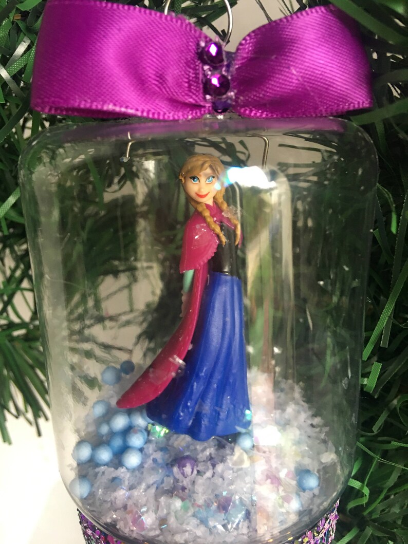 Frozen Elsa and Anna Mason Jar Snow Globe Ornament, Disney Frozen ...