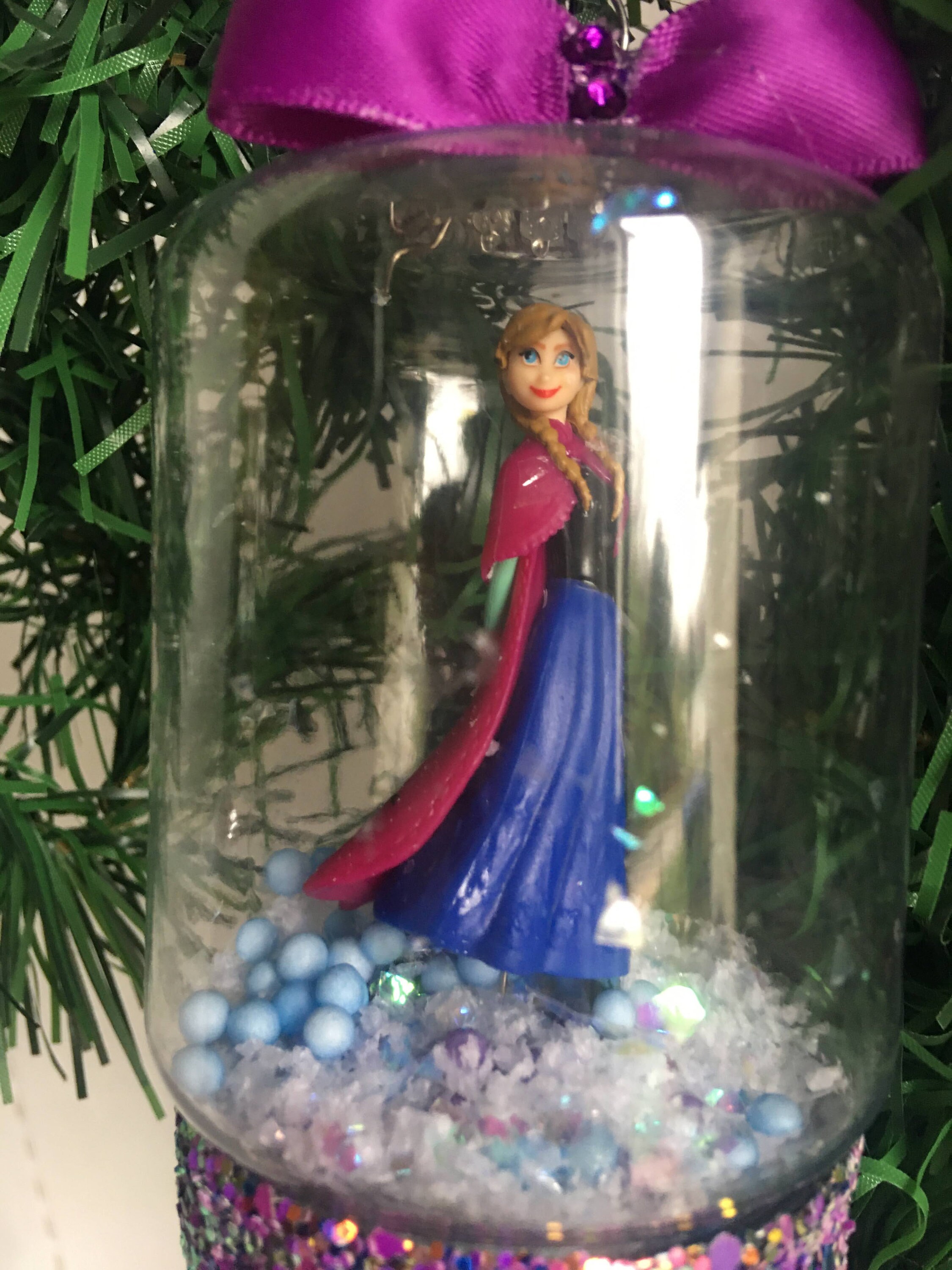 Frozen Elsa and Anna Mason Jar Snow Globe Ornament, Disney Frozen ...