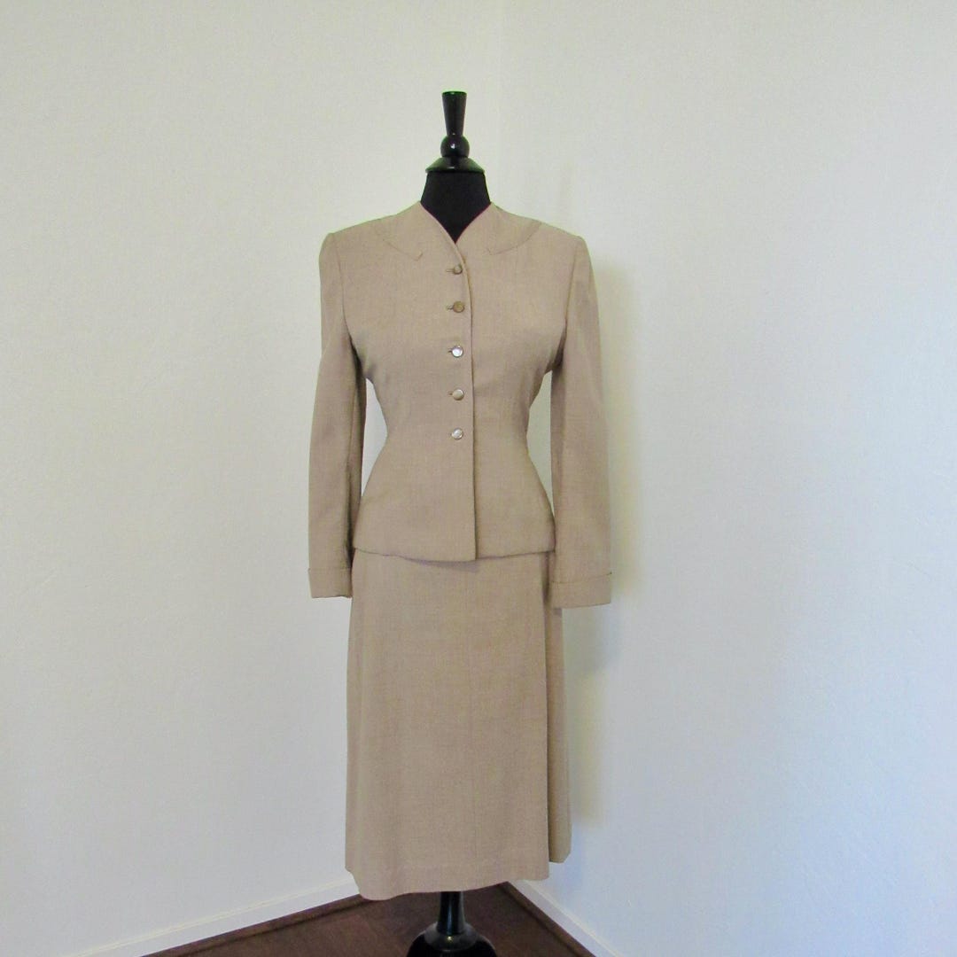 1940s Early 1950s Classic, Tailored, victory Suit in Cafe' Au Lait ...
