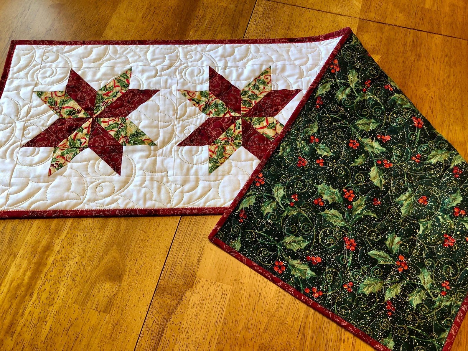 Holiday Star Table Runner 12 X 38 Handmade - Etsy
