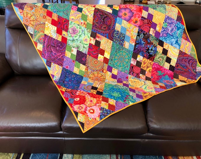 Harlequin Lap Quilt 48" X 66" - Kaffe Fassett Handmade Quilt - Couch ...