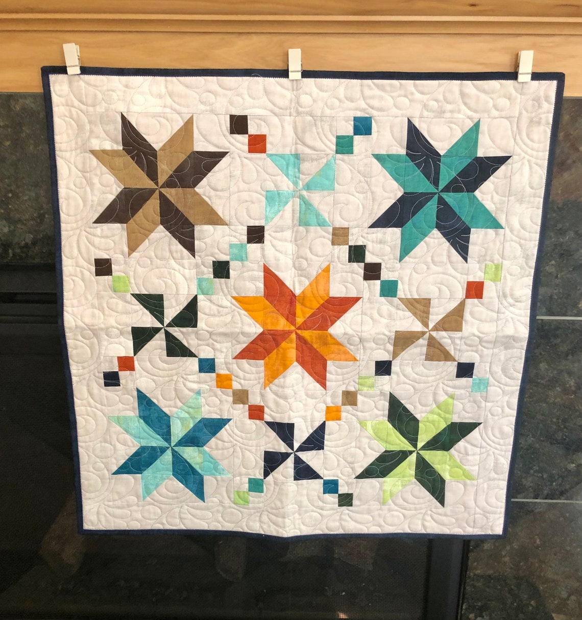 Stars and Pinwheels Wall Hanging Quilt 28 X 28 Wall Hanging Quilt Star ...
