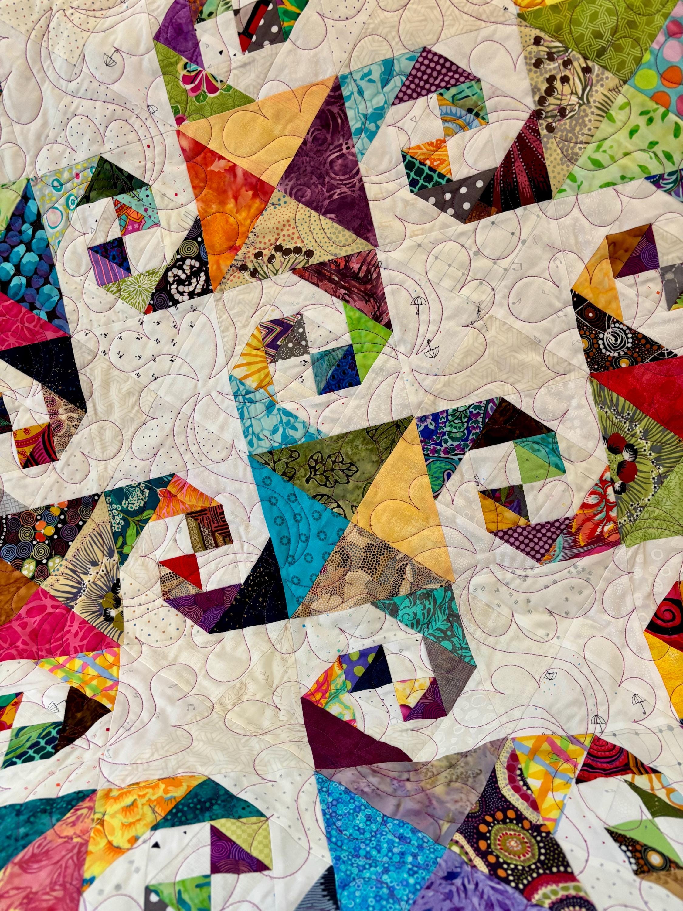 Scrappy Snail Trail Quilt (62" X 71") - Handmade Patchwork Lap Blanket ...