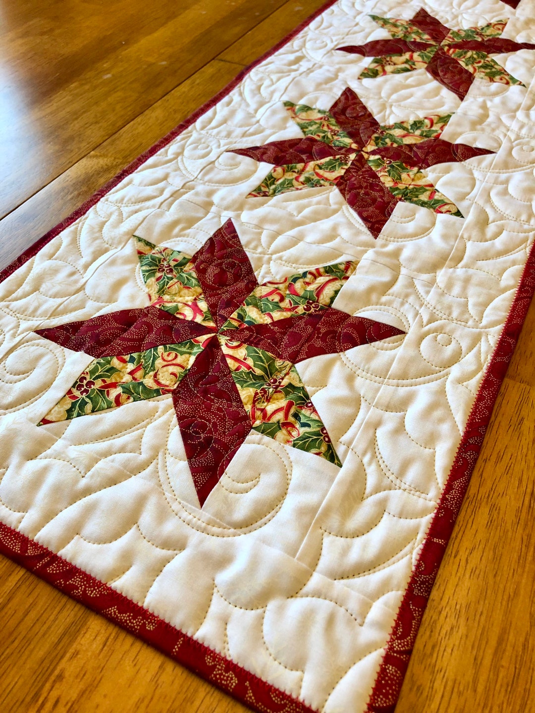 Holiday Star Table Runner 12 X 38 Handmade - Etsy