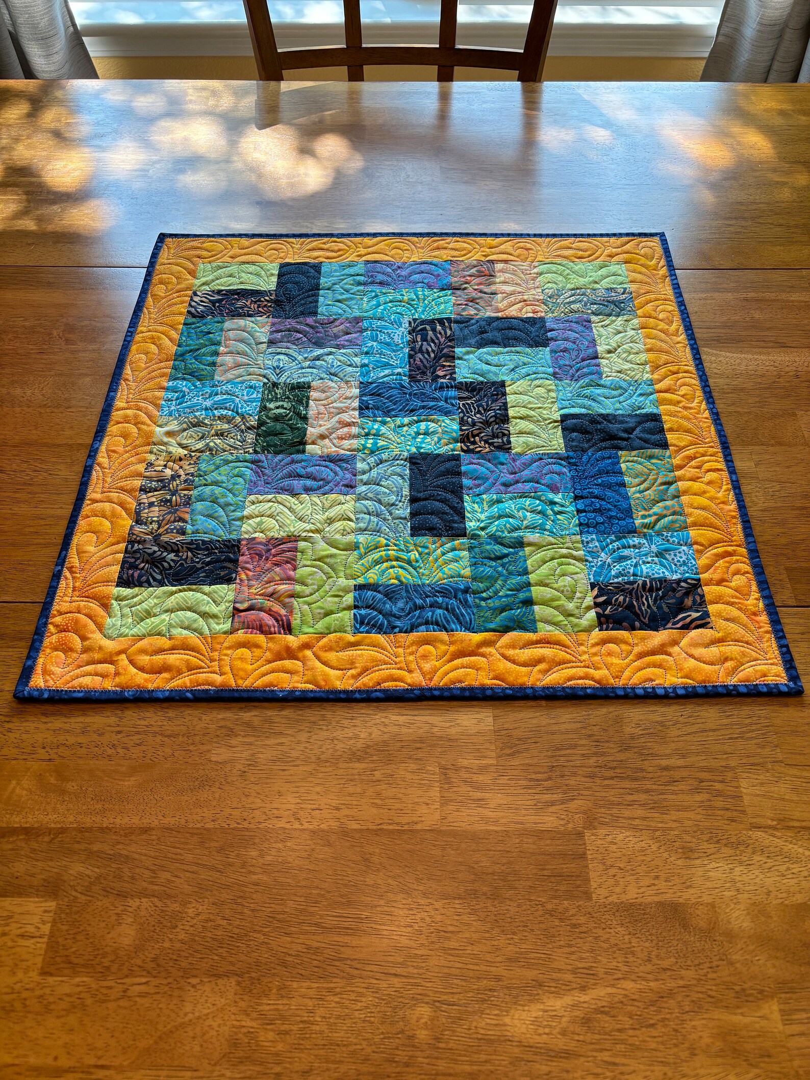 Bright Quilted Table Topper 24” X 24”- Small Table Quilt - Handmade ...