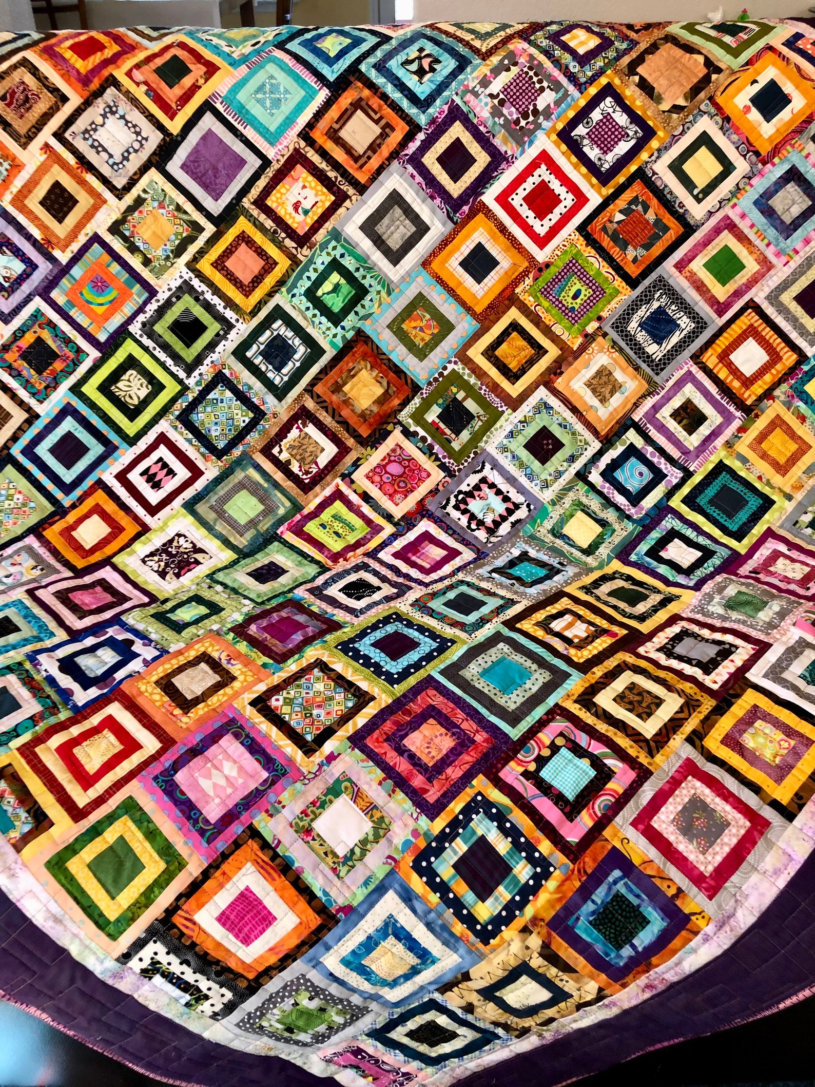 Twin/full Bed Quilt 62 X 74 Scrappy Squares Bed - Etsy