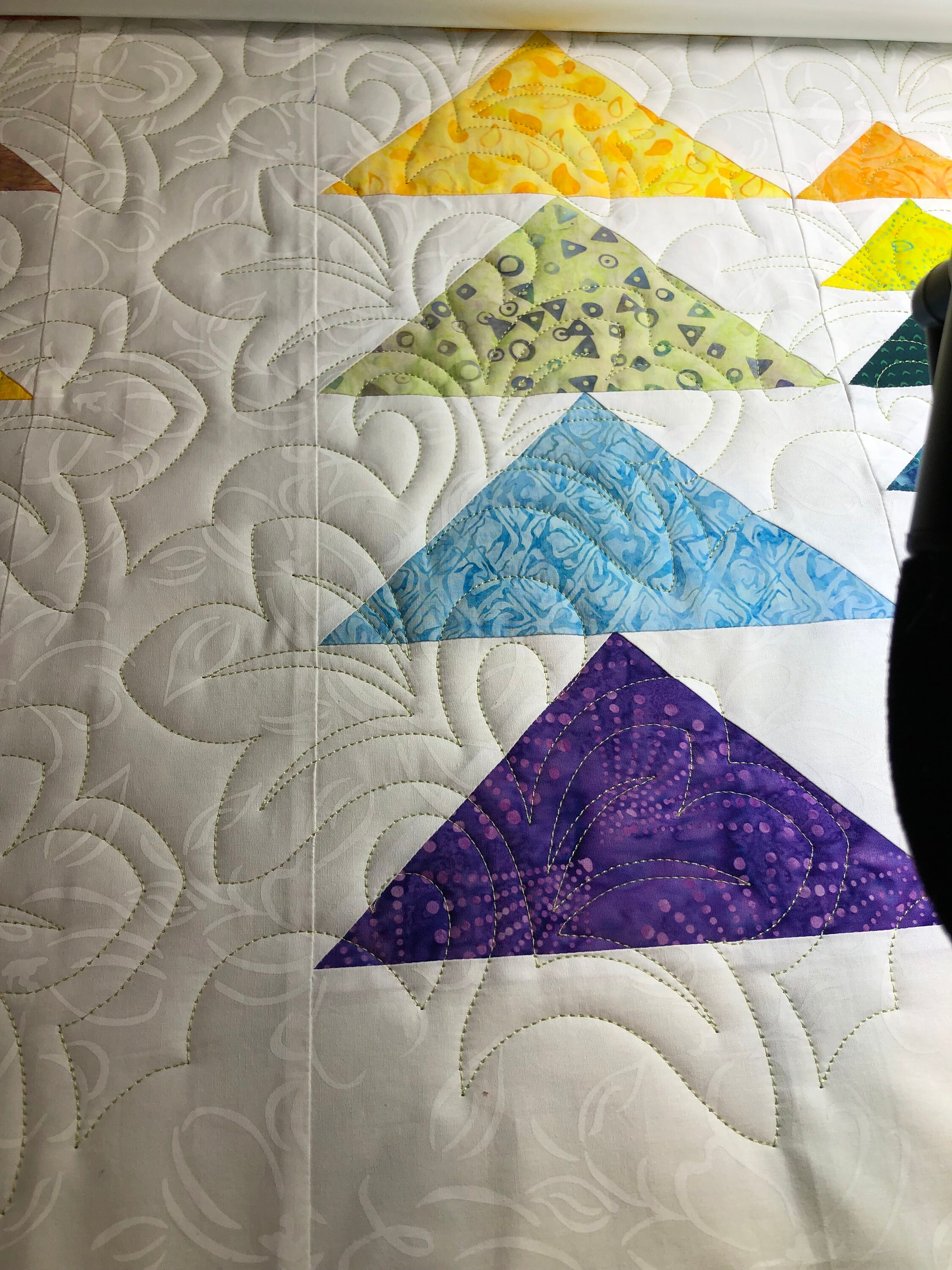 62" X 66" Batik Lap Quilt - Flying Geese Quilt - White Batik Couch ...
