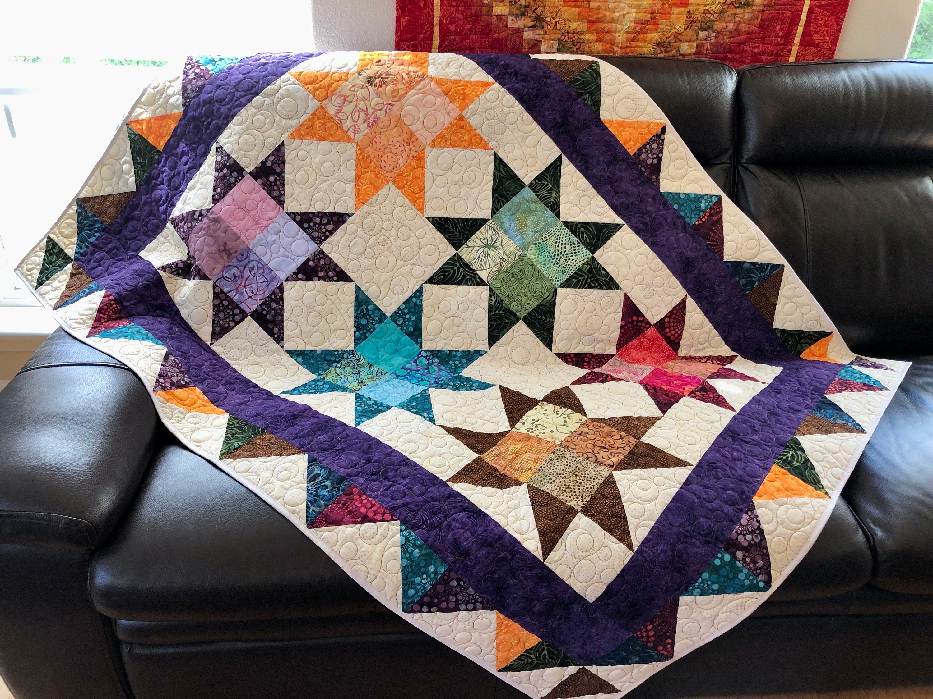 Batik Star Lap Quilt 47 X 62 Handmade Star Quilt - Etsy