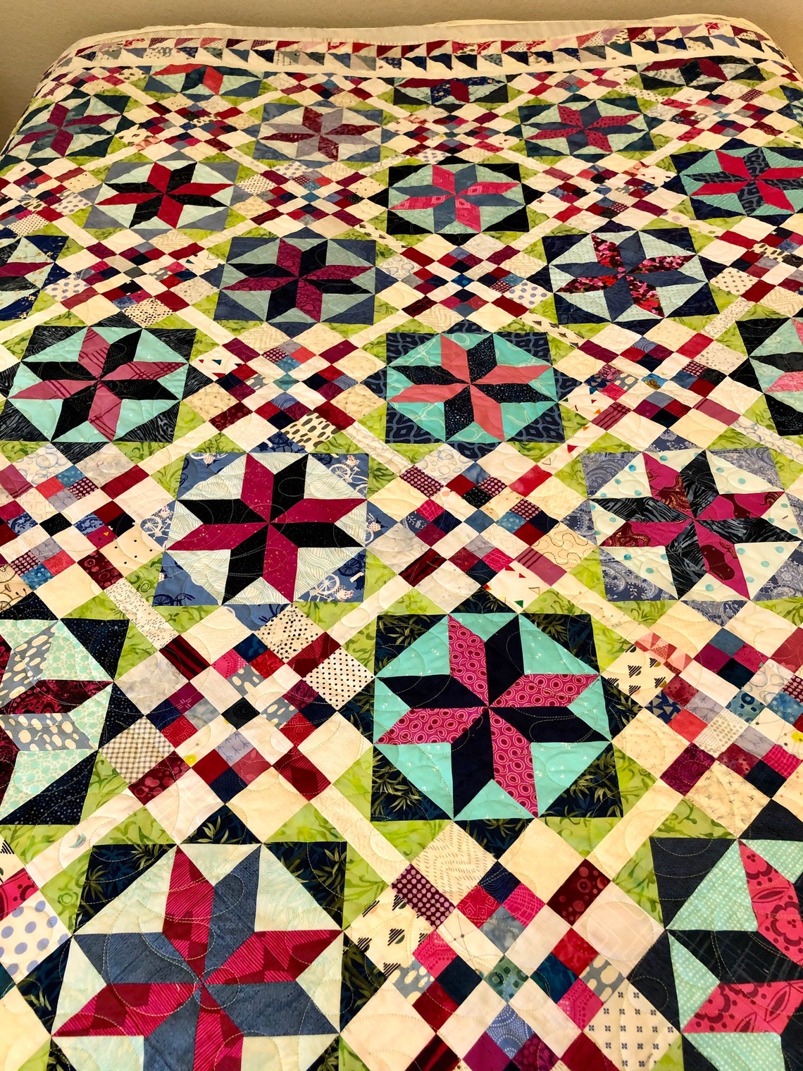 Bed Size Quilt 81 X 83 Pink and Blue Quilt - Etsy