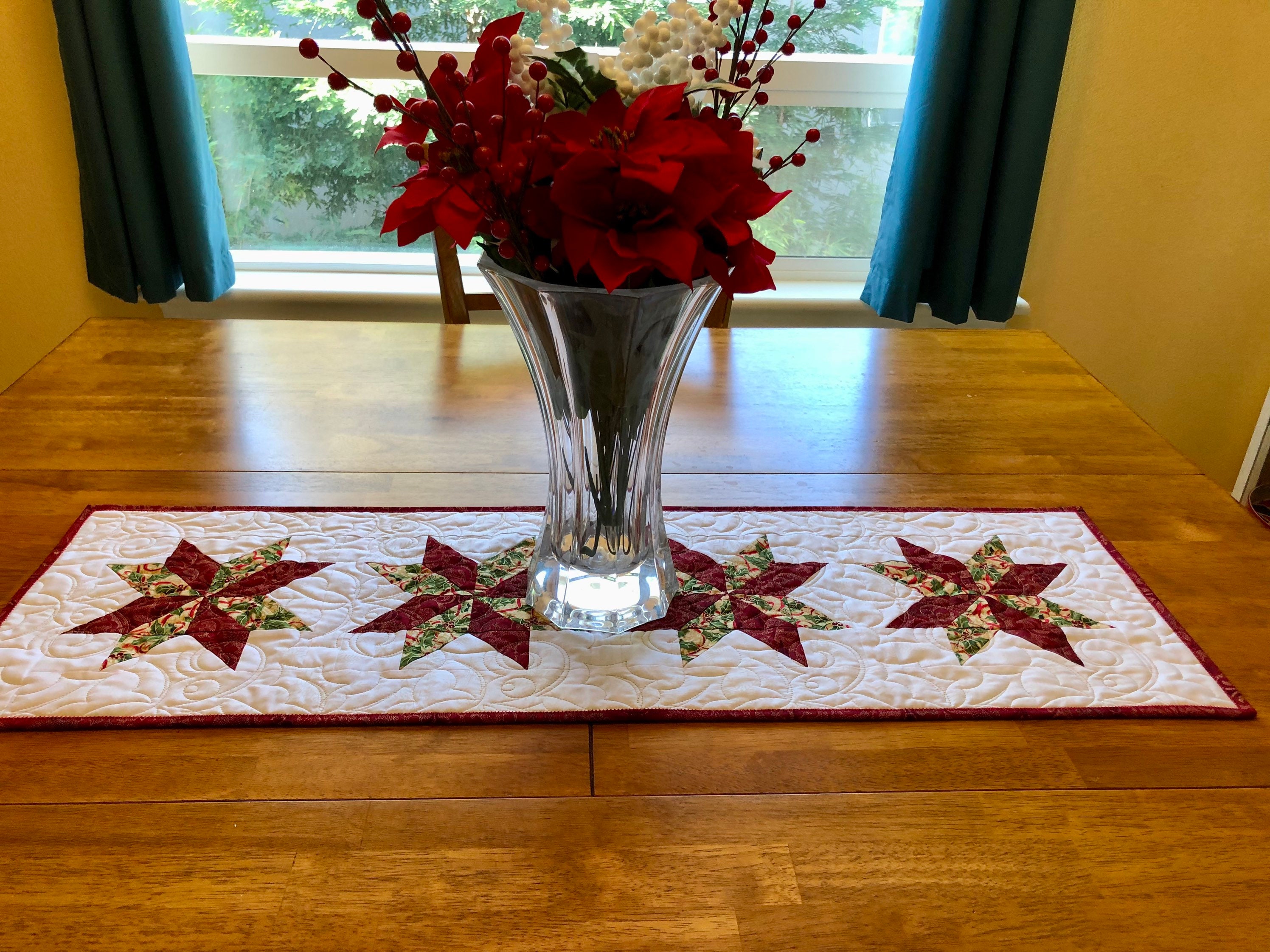 Holiday Star Table Runner 12 X 38 Handmade - Etsy