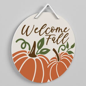 Welcome Fall Door Sign, Door Hanger, Halloween Home Decor, Autumn Home ...