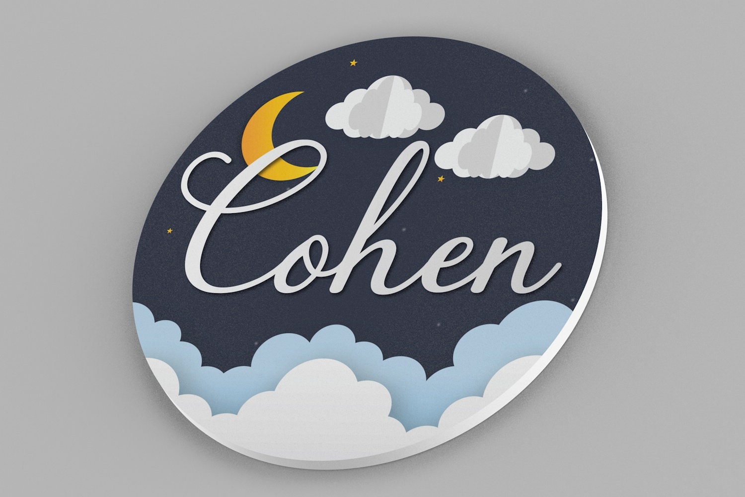 Round Personalized Name Sign Night Sky Theme Nursery Decor | Etsy