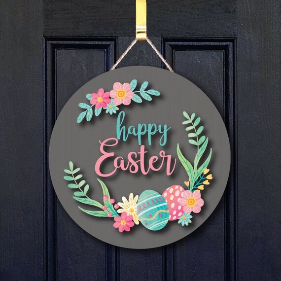 Happy Easter Front Door Sign Easter Door Hanger Easter | Etsy