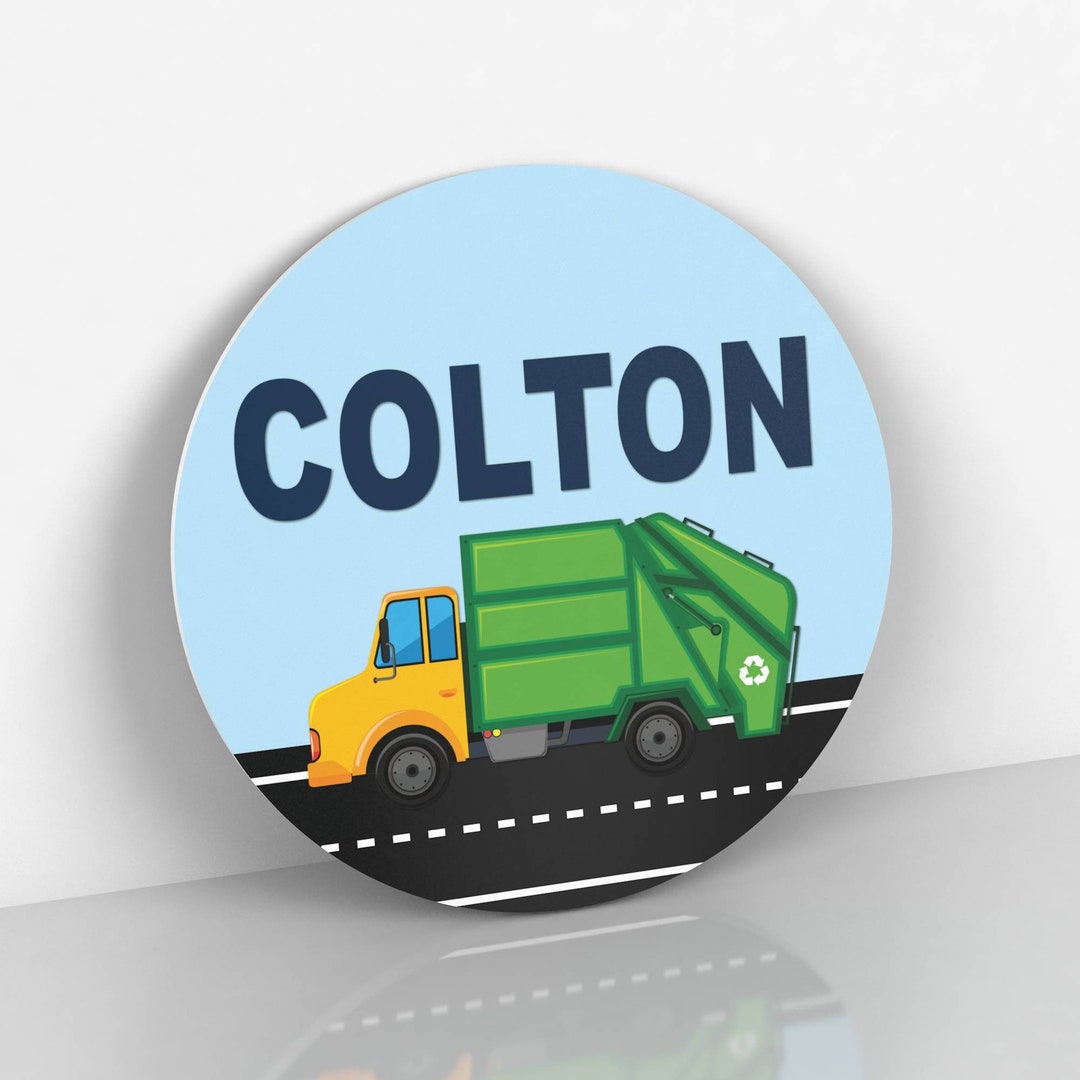 Custom Garbage Truck Name Sign for Bedroom Wall Decor Personalized Name ...