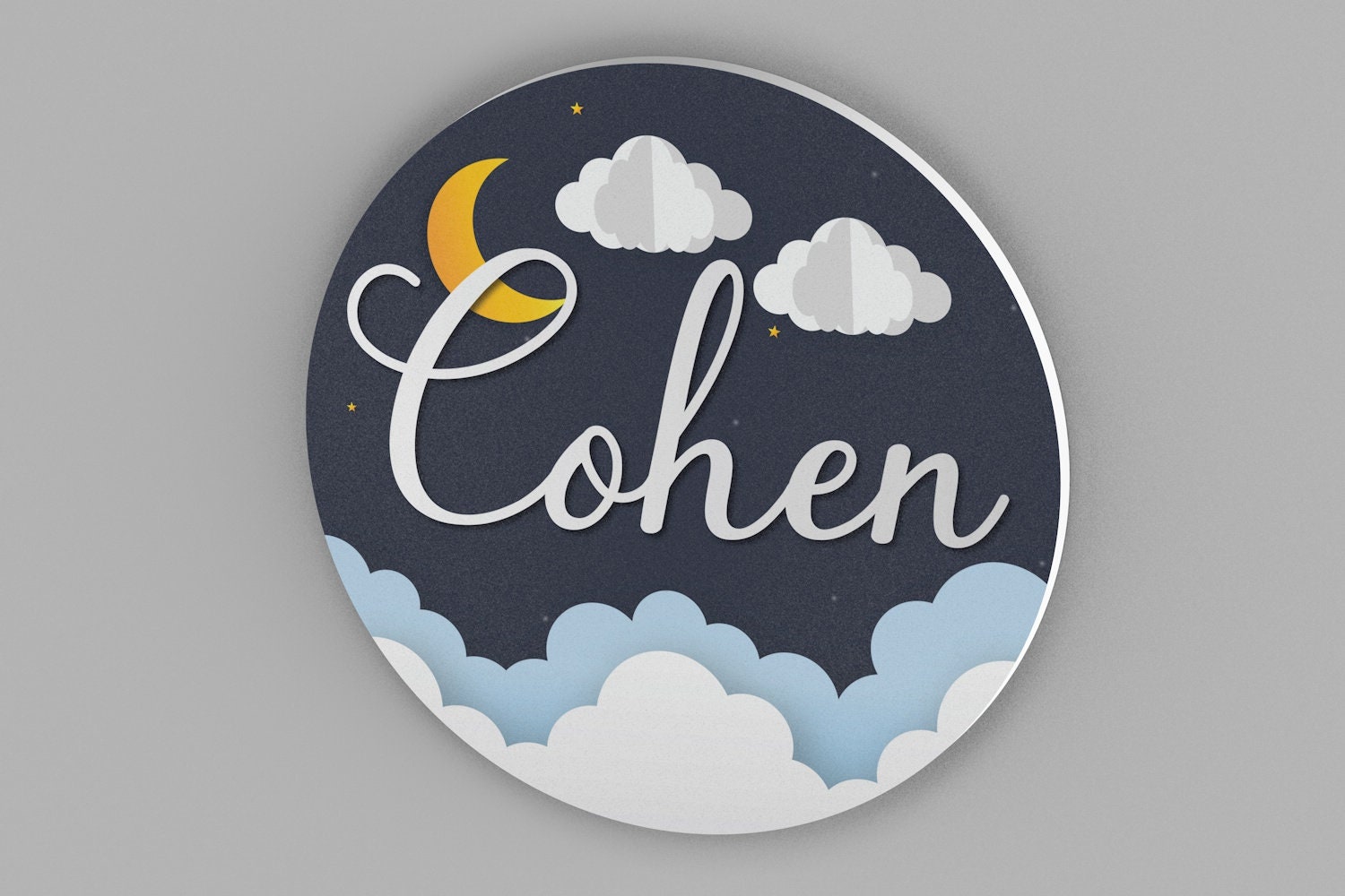 Round Personalized Name Sign Night Sky Theme Nursery Decor | Etsy