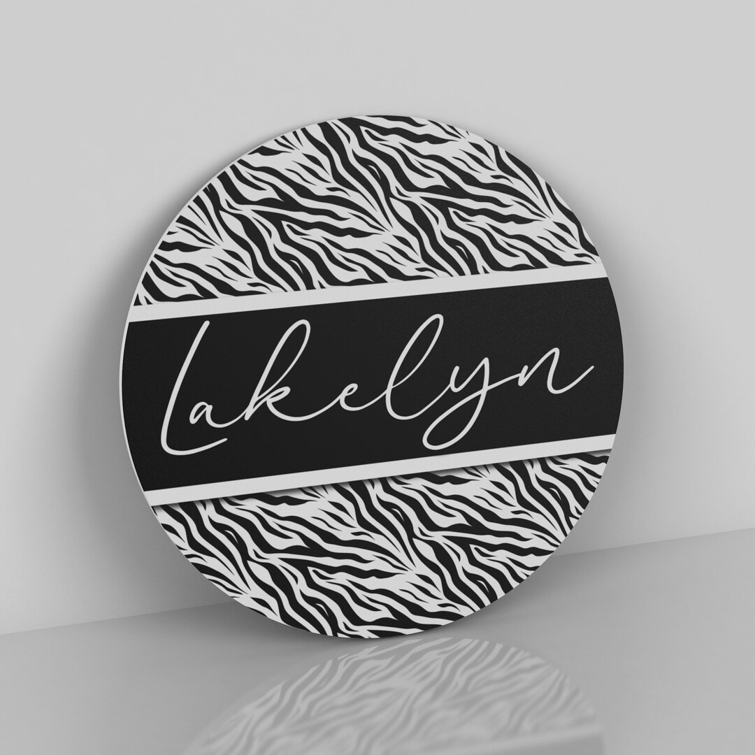 Personalized Zebra Print Name Sign Girls Room Decor Cute Bedroom Art ...