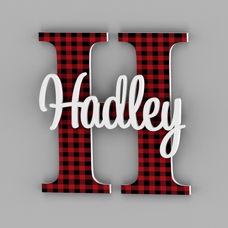 Buffalo Plaid Nursery Name Sign - Personalized Name Sign for Kids - Etsy