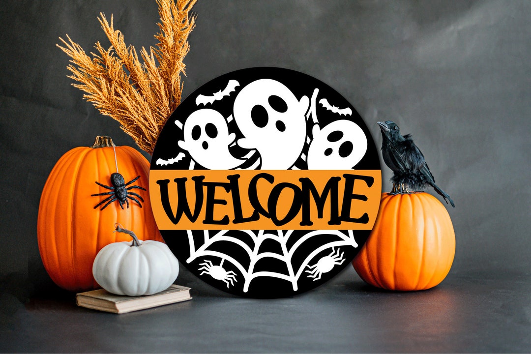 Halloween Door Sign, Welcome Door Hanger, Halloween Home Decor, Autumn ...