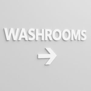 WASHROOM Sign With Arrow – Modern Restroom Wall Letters, Indoor/outdoor ...