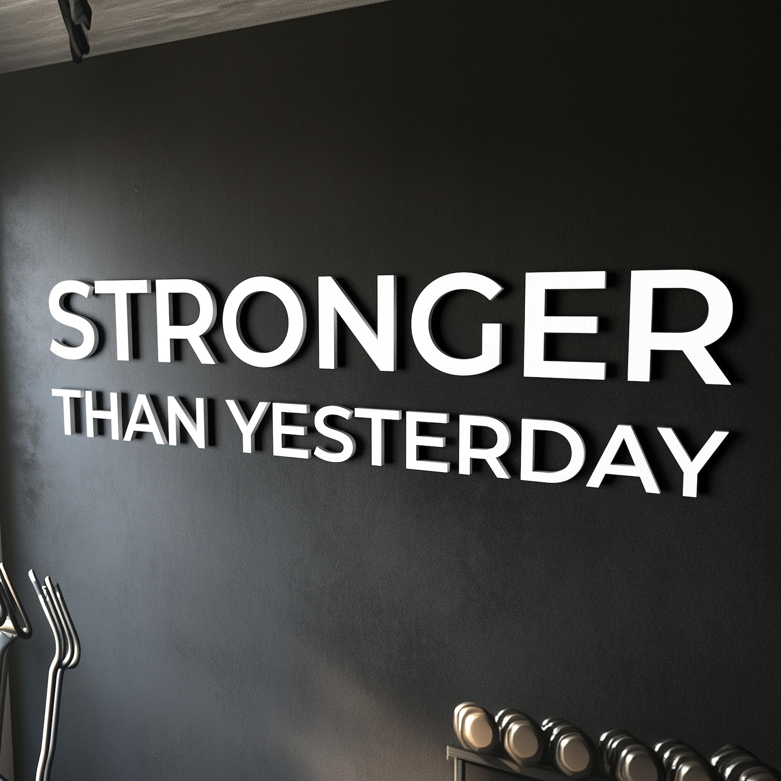 Gym Wall Letters 'stronger Than Yesterday' PVC Wall Letters for Home ...
