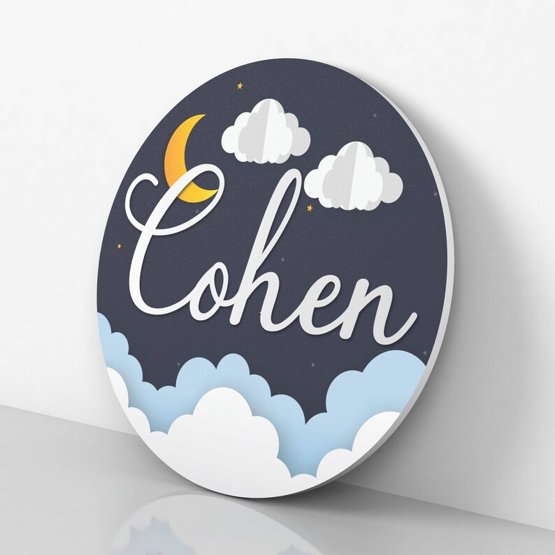 Round Personalized Name Sign Night Sky Theme Nursery Decor - Etsy