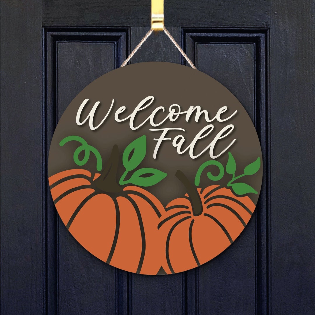 Round Halloween and Fall Door Sign, Door Hanger, Fall Home Decor ...