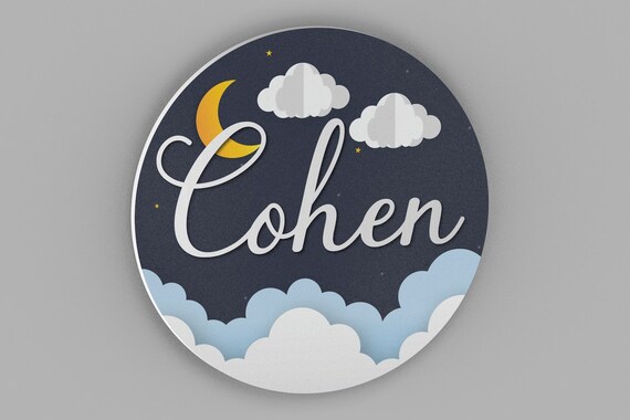 Round Personalized Name Sign Night Sky Theme Nursery Decor | Etsy