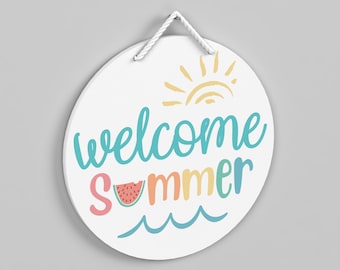 Farmhouse Welcome Sign, Hello Summer Sign - Choose Your Size & Color ...